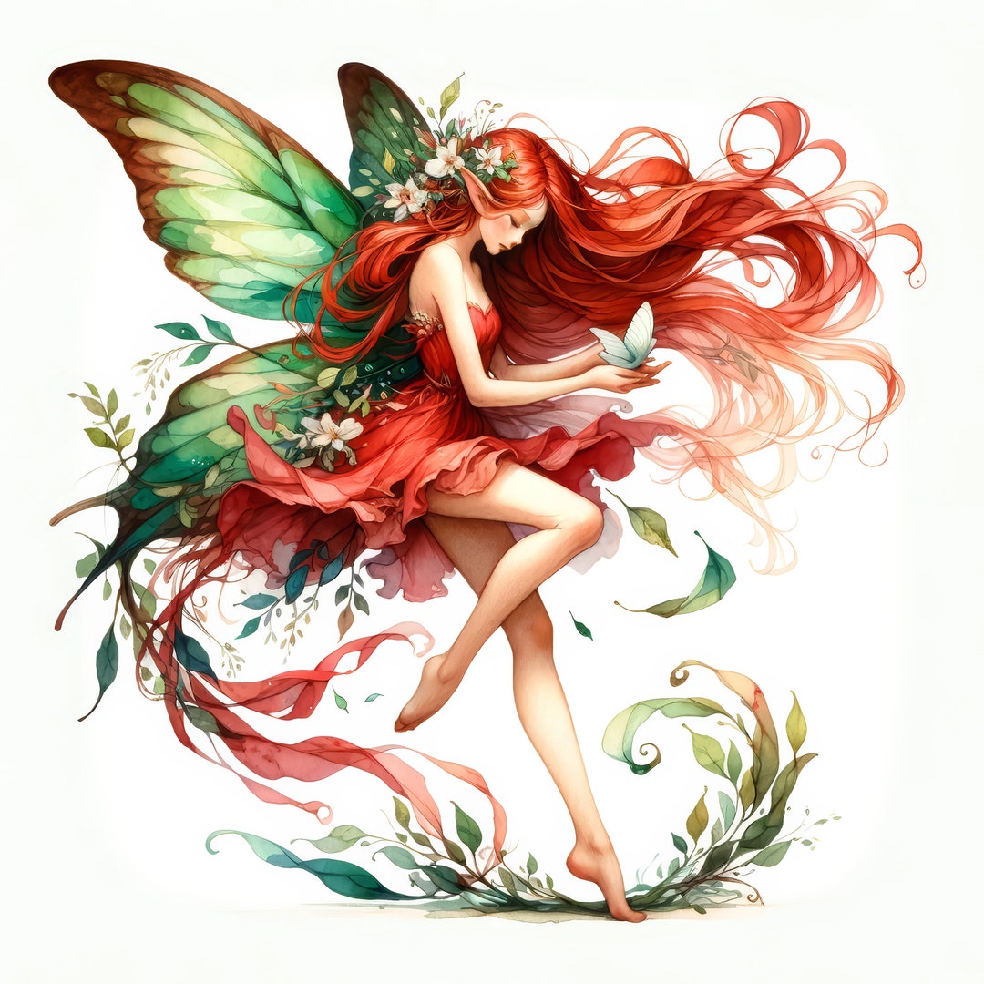 10 Fairies, Red Haired, Beautiful Ethereal Fairies, Digital Clipart ...