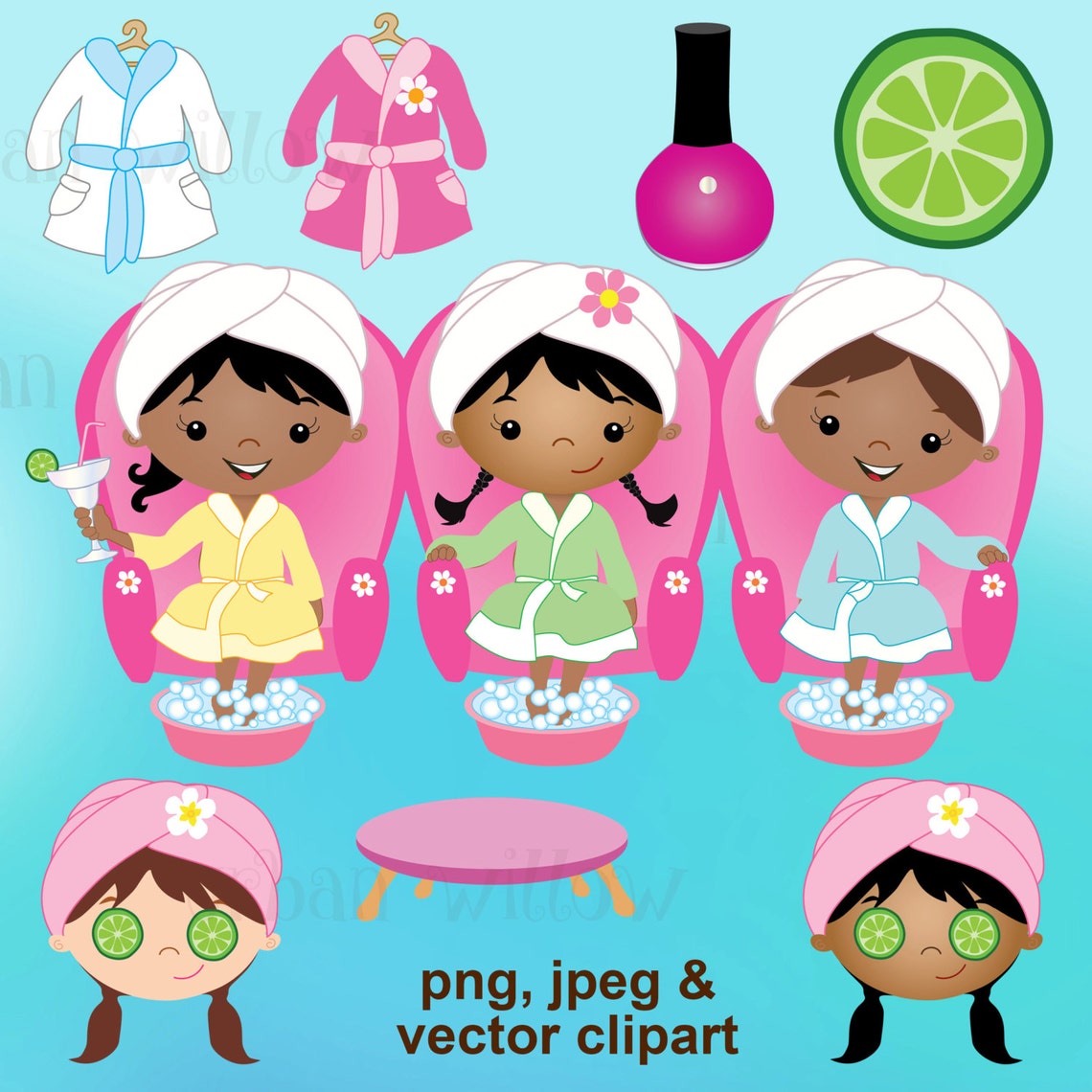 Spa Party Clipart Day Spa Clipart Clipart Bubbles Clipart - Etsy