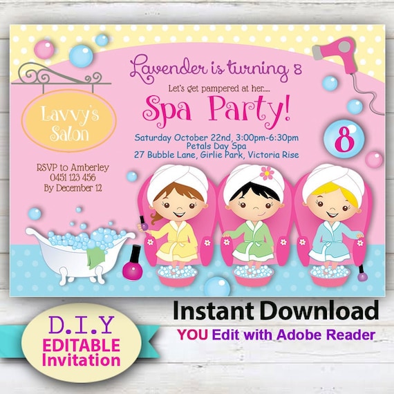 Spa Birthday Invitations Free Printable
