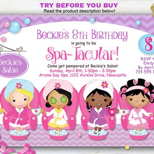 EDITABLE - Pamper Party Invitation, Girls Pamper Party, Cute Day Spa ...