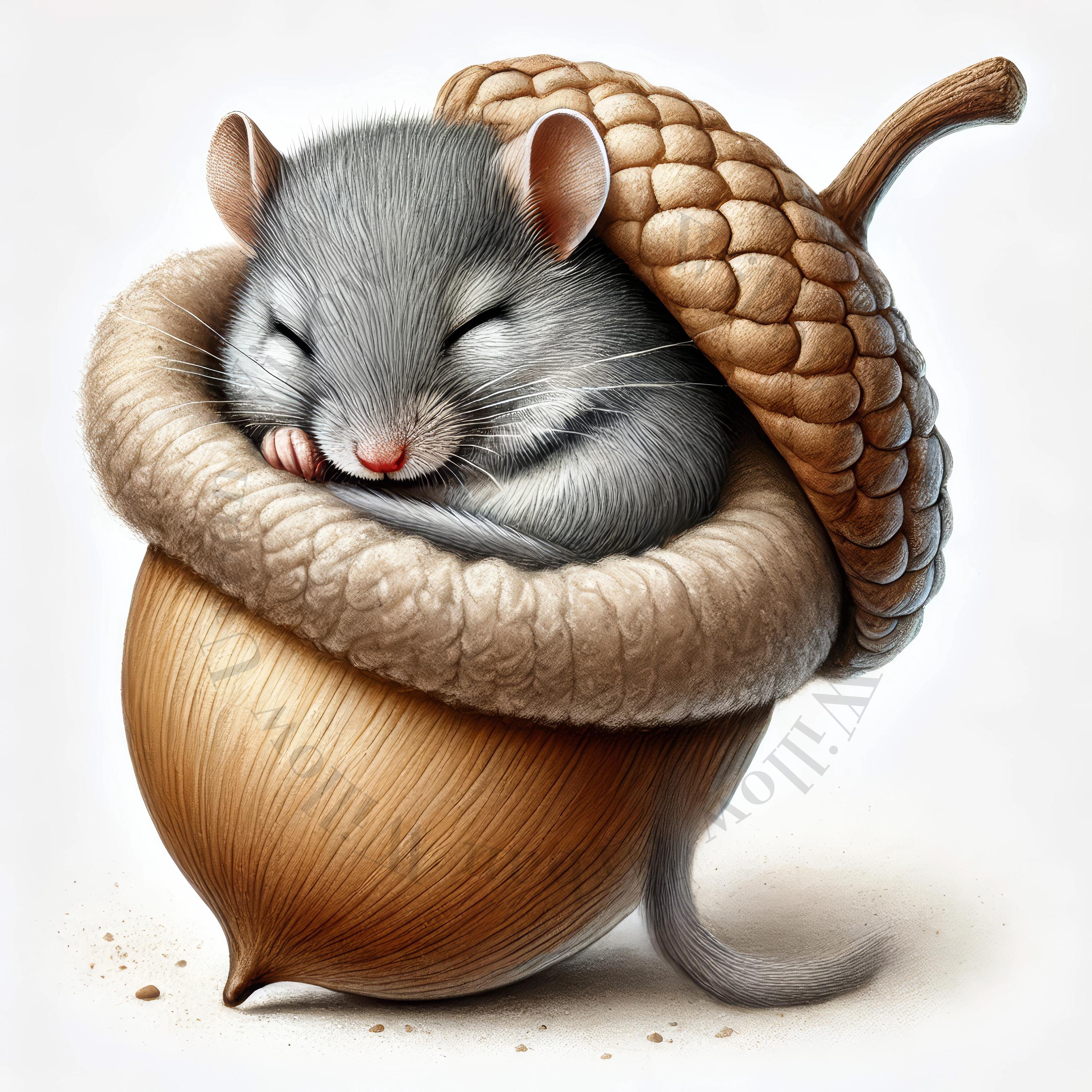 10 Animals Asleep Inside Acorns. Acorn and Cute Animals. High ...