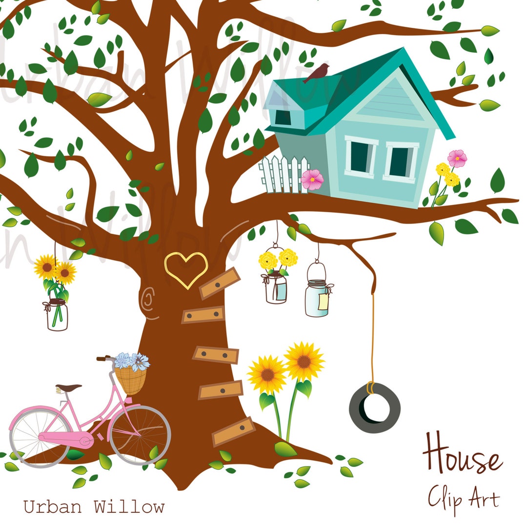 Clip Art Tree House Image EXTRA LARGE - to Suit a 24" X 36" Canvas or ...