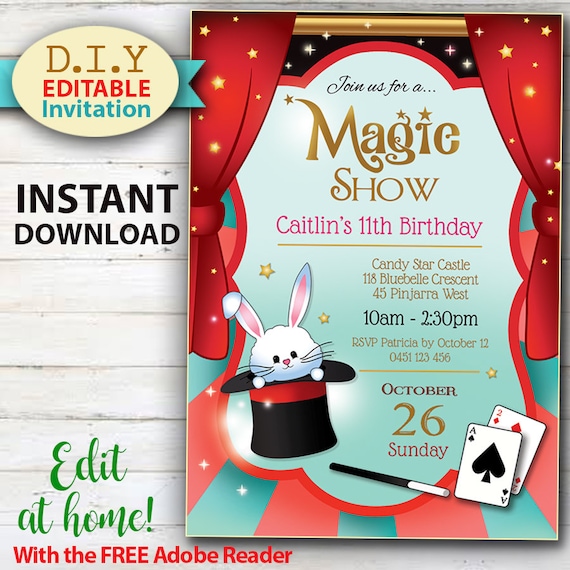 Magic Boy Birthday Printable Invitation Templates