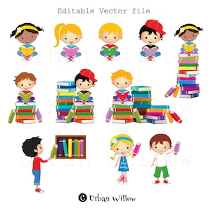 Clip Art School Kids, Clip Art Books, Reading Clipart, Cute Library ...