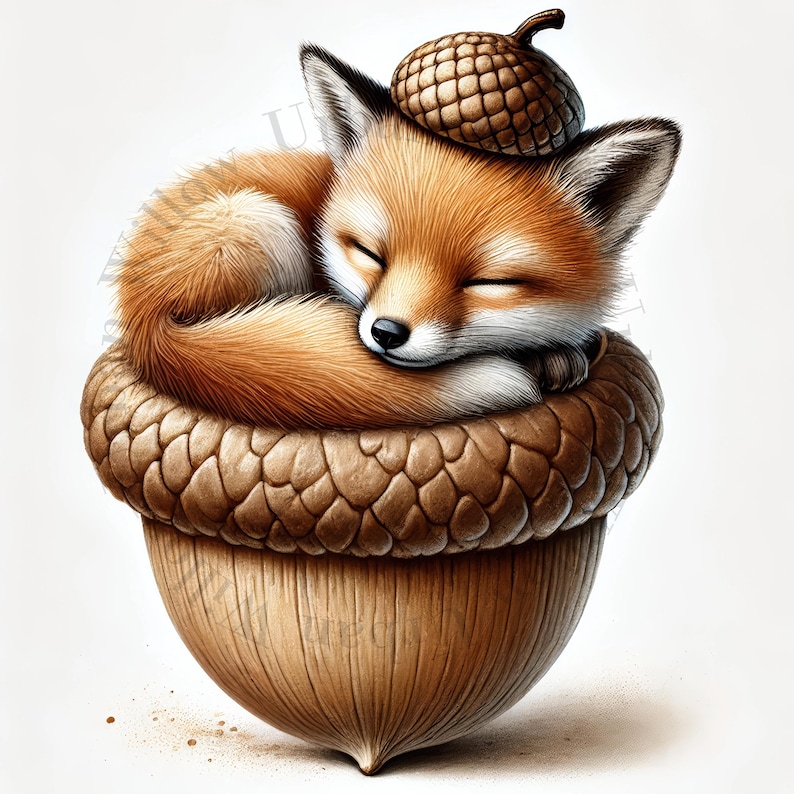 10 Animals Asleep Inside Acorns. Acorn and Cute Animals. High ...