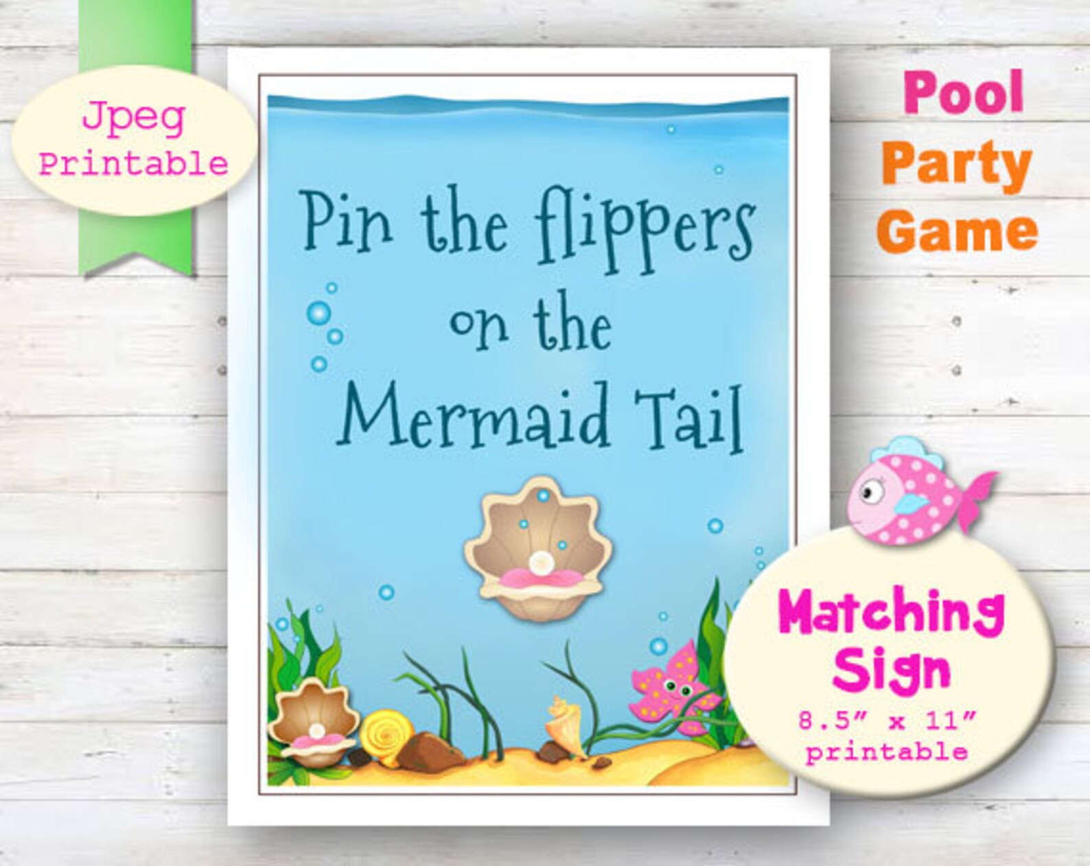 PIN THE TAIL on the Mermaid Game Mini Printable Mermaid Game - Etsy