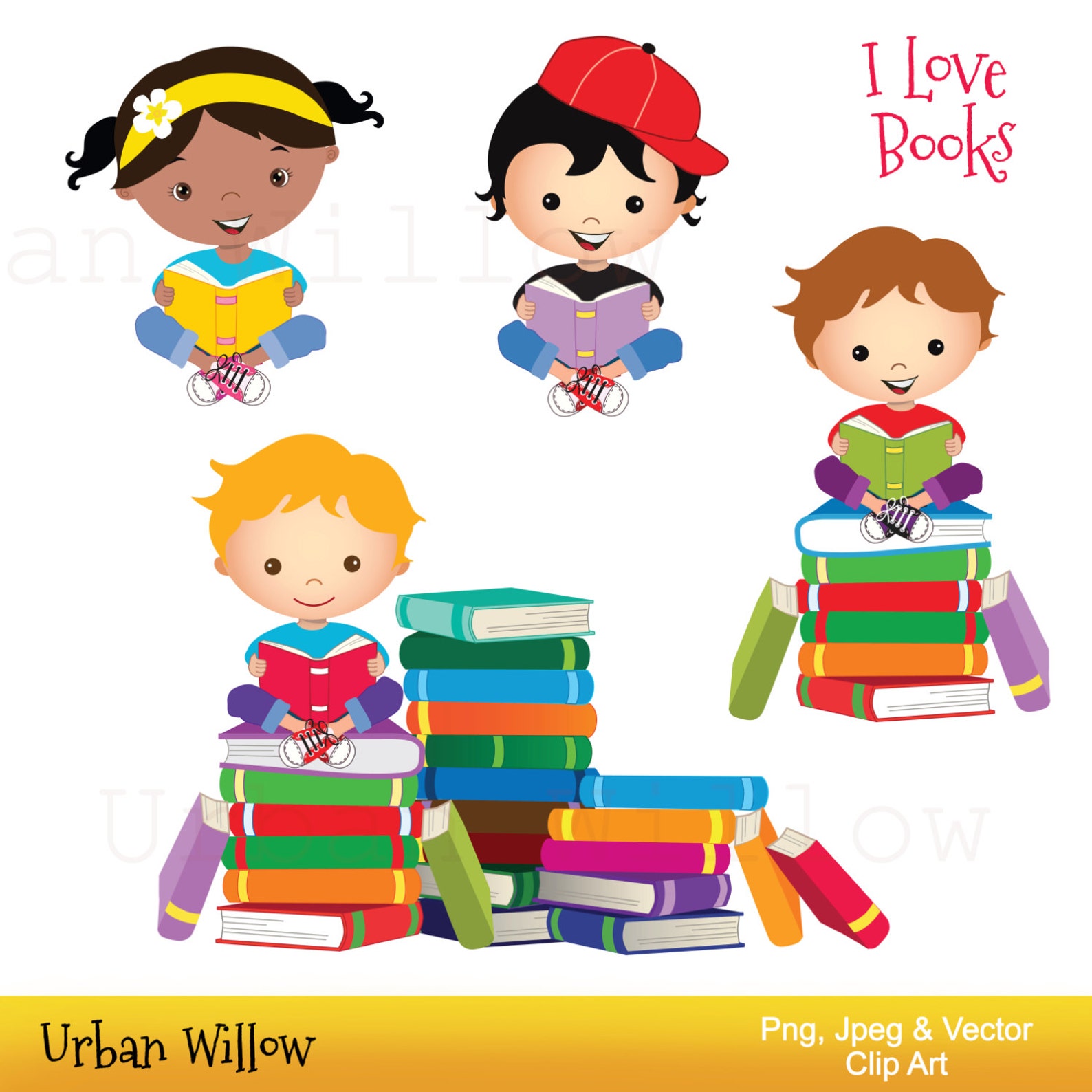Clip Art School Kids, Clip Art Books, Reading Clipart, Cute Library ...