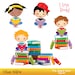 Clip Art School Kids, Clip Art Books, Reading Clipart, Cute Library ...