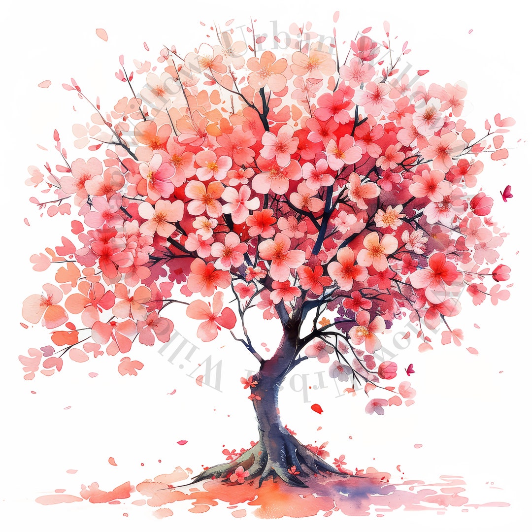 10 Naturalistic Cherry Blossom Trees Clipart. High Quality JPEG Images ...