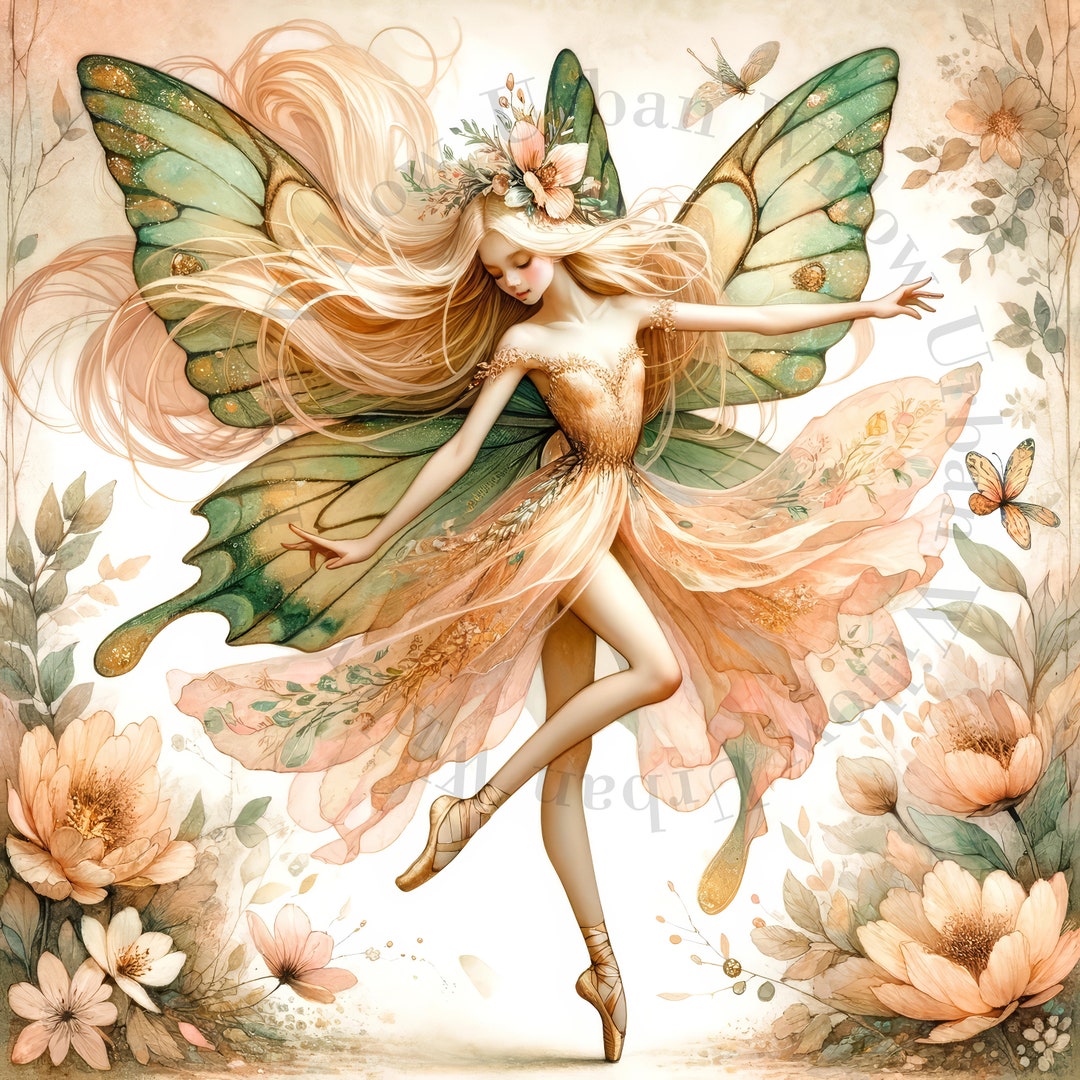 9 Fairies, Watercolor Clipart, Shabby Chic Art Style, Wall Prints, Junk ...