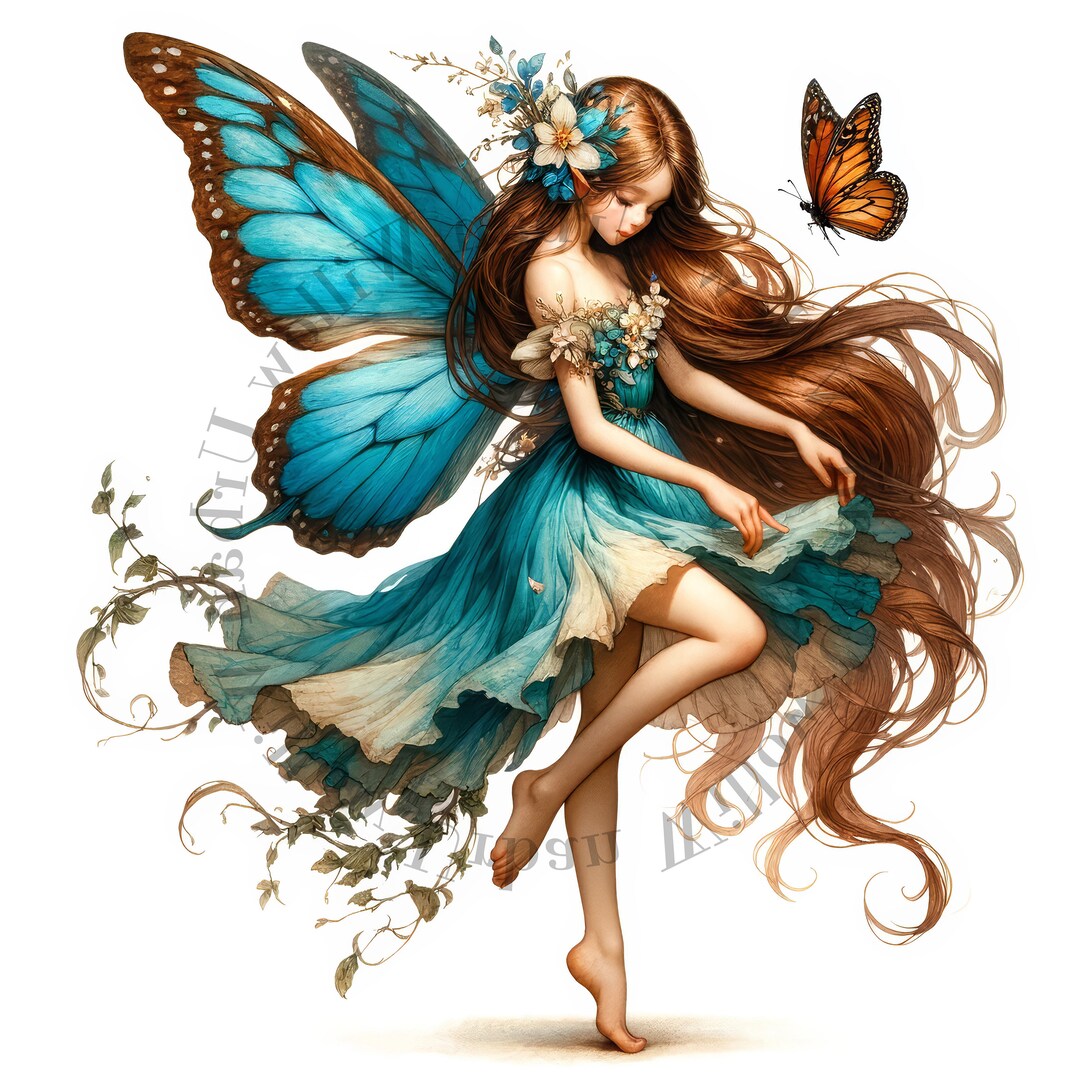 10 Fairies, Dark Haired, Beautiful Dancing Fairies, Digital Clipart ...