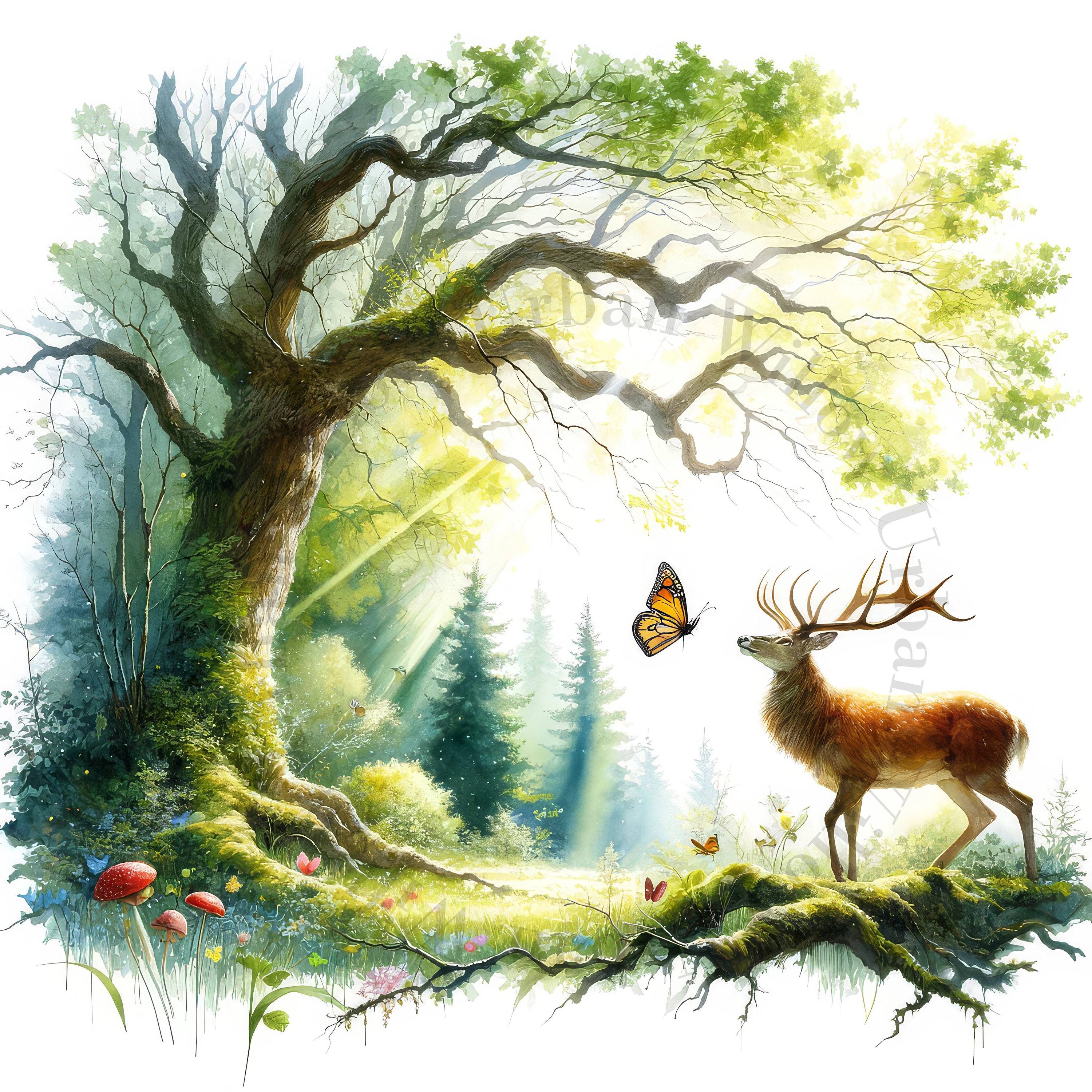 8 Woodland Scenes. Clipart Graphics. High Definition Images. JPEG ...
