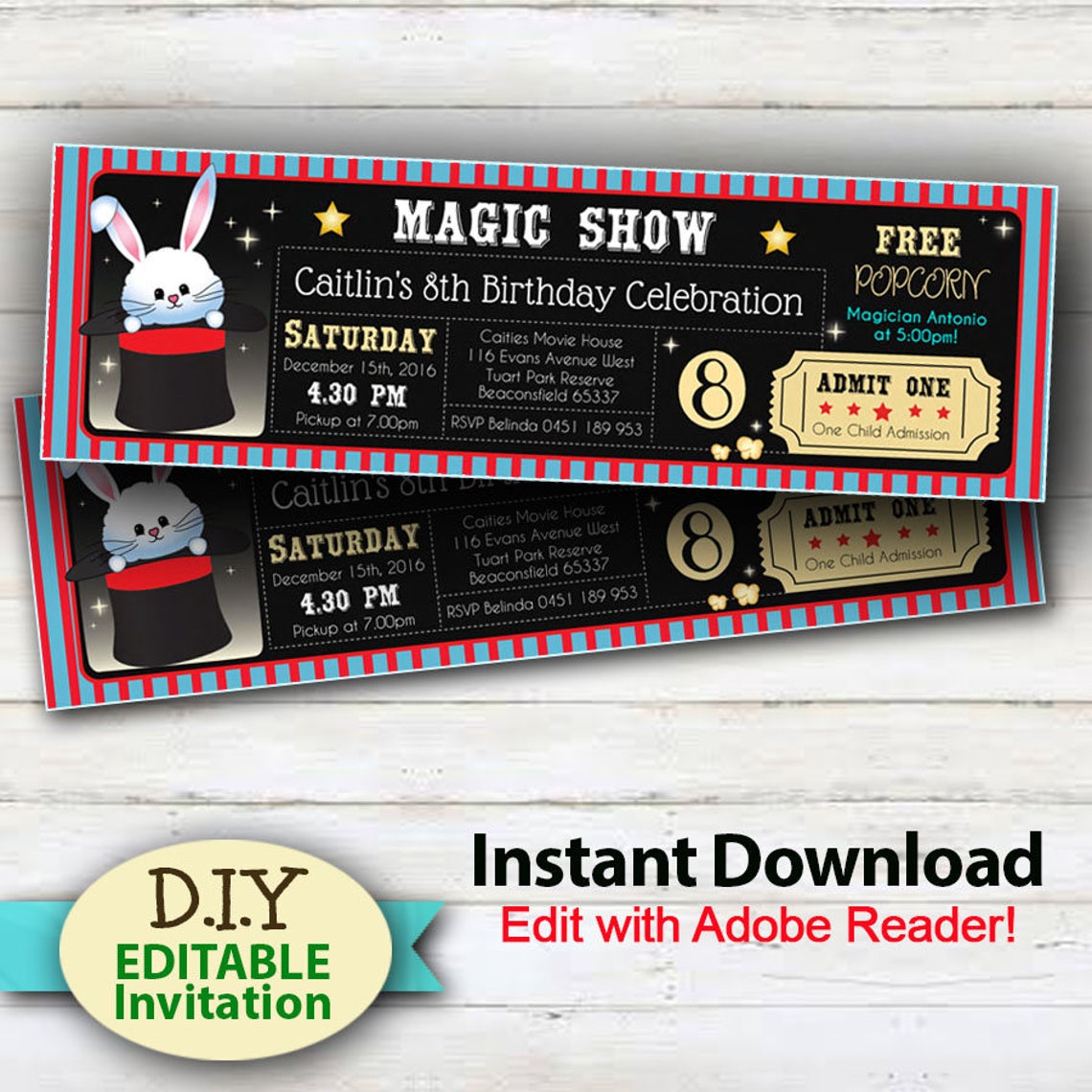 EDITABLE Instant Download Magic Show Party Invitations Boy or | Etsy