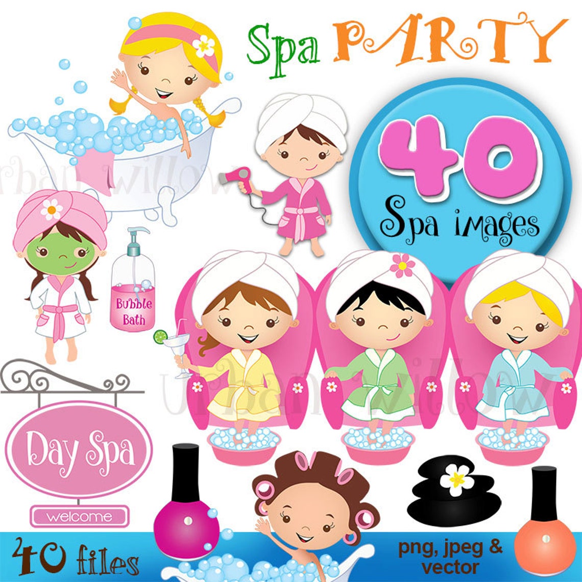 Spa Party/ Day Spa 40 Piece Clip Art Set in Premium Quality - Etsy