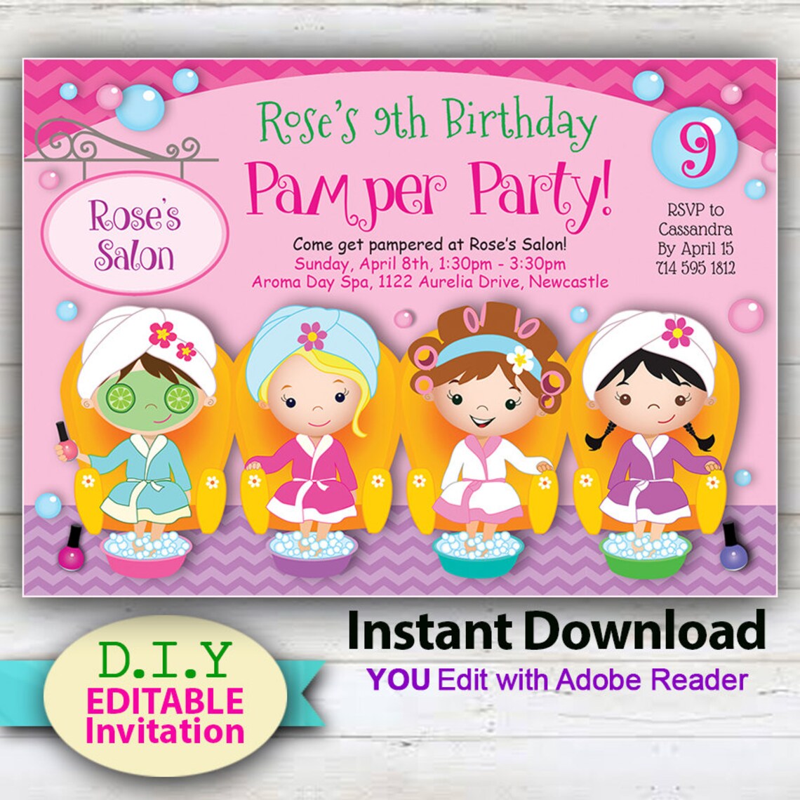 EDITABLE Spa or Pamper Party Invitation Manicure or - Etsy