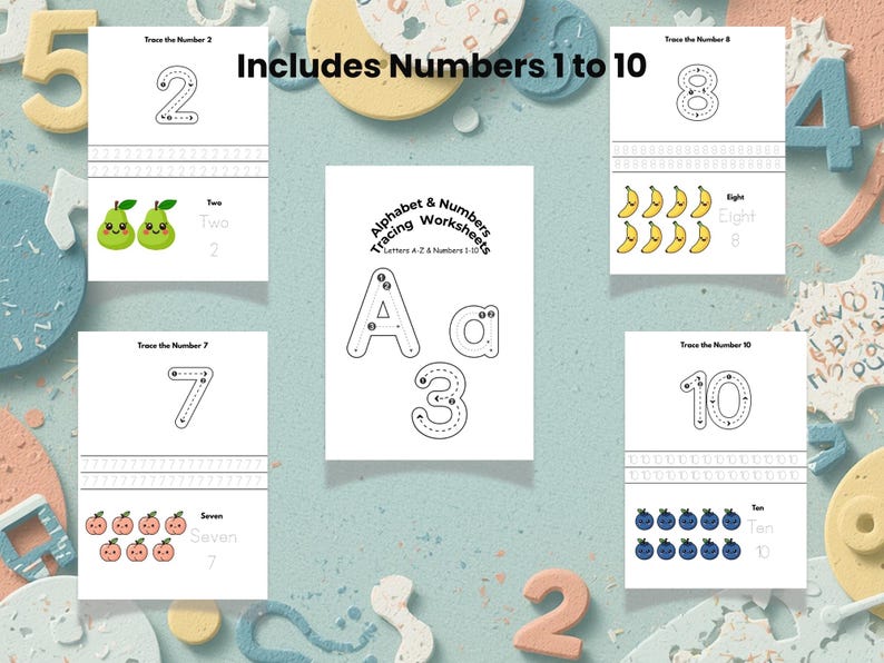 Alphabet & Numbers Tracing Worksheets | Letters A–Z and Numbers 1–10 ...