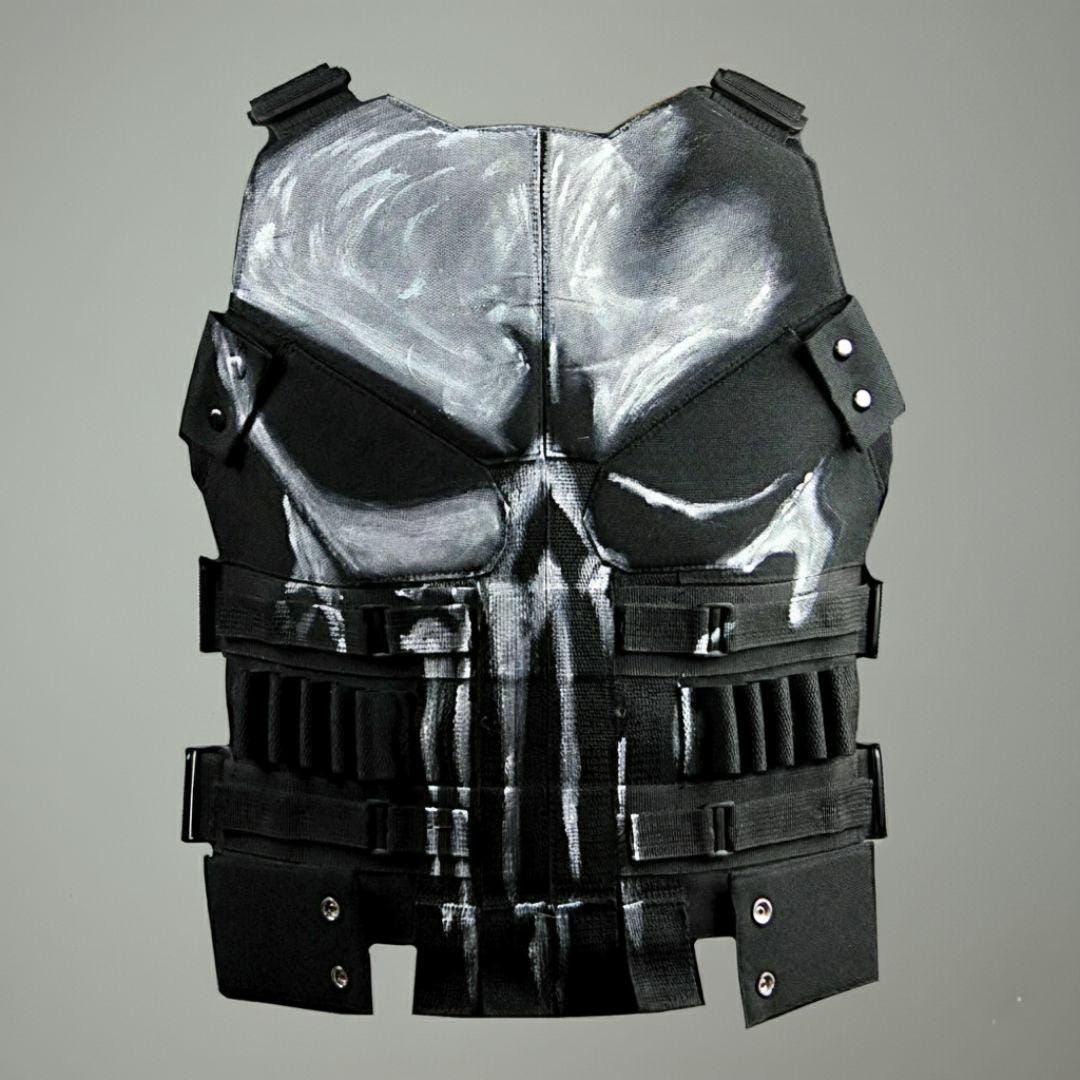 Punisher-inspired Tactical Leather Vest – Real Leather Skull Armor ...