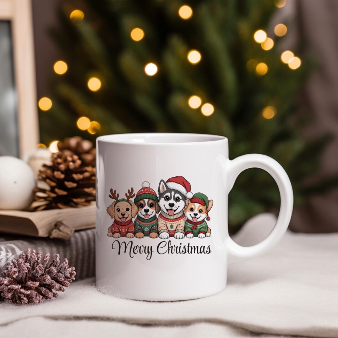 Merry Christmas Dogs Coffee Mug, Merry Woofmas Christmas Mug, Dog Lover ...