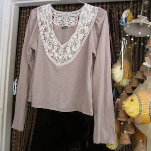 Romantic Toffee-shaded Blouse/top, Adorned With White Floral Lace and 2 ...