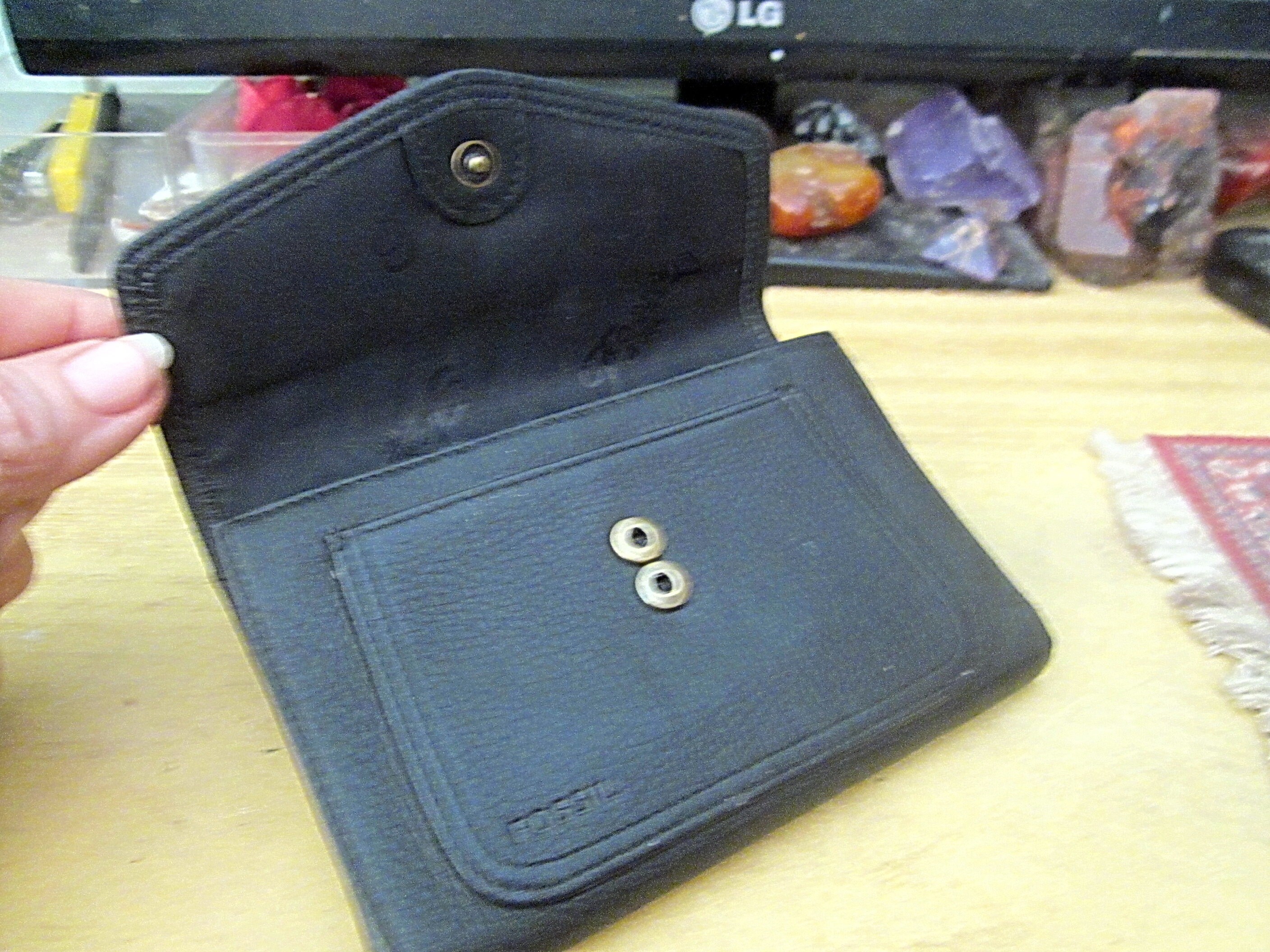 FOSSIL - Beautiful BLACK Genuine Leather Wallet / Insert Spots for ...