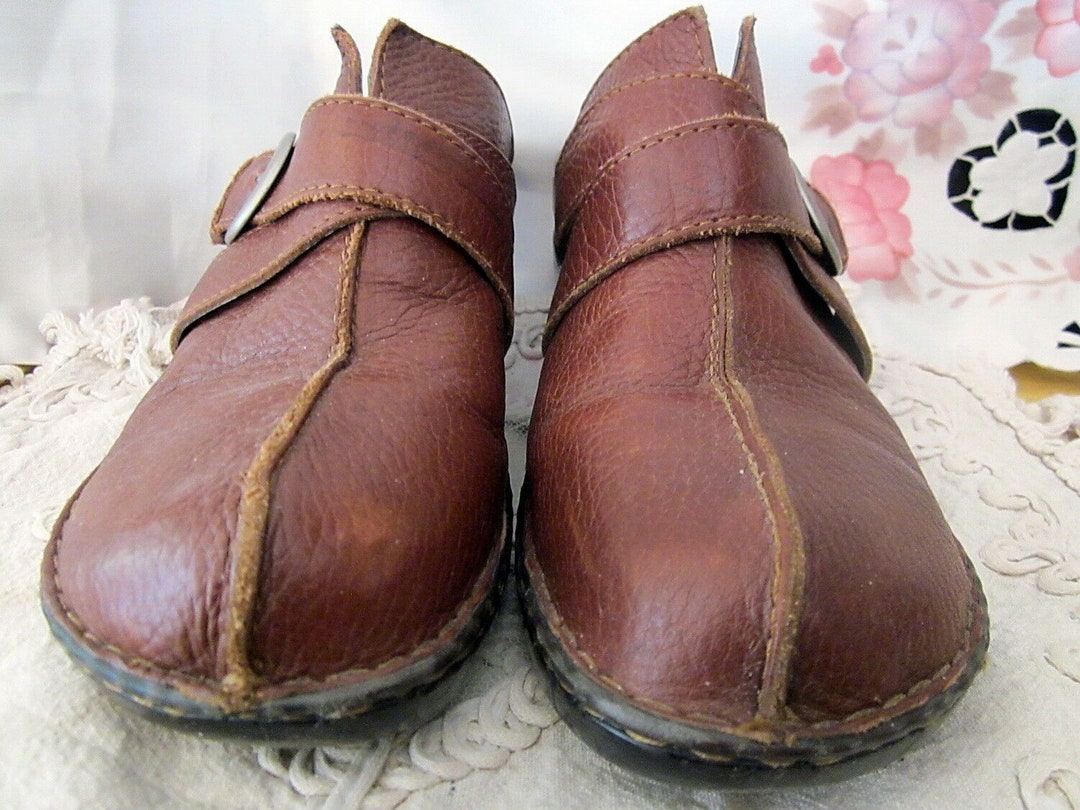 BOC Born - Women's Brown Genuine Leather Buckle Strap Clogs, Vintage ...