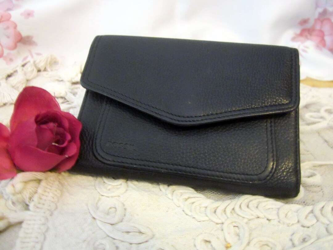 FOSSIL - Beautiful BLACK Genuine Leather Wallet / Insert Spots for ...