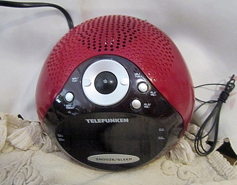 TELEFUNKEN, Germany Red, Black & White Cute Rounded Radio Operating by ...