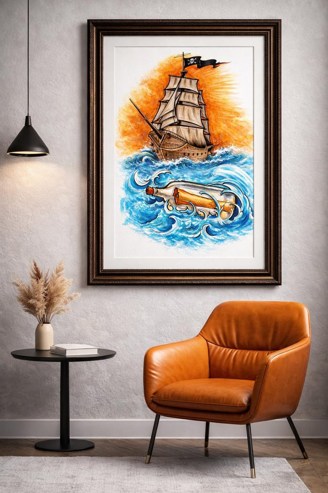 Pirate Ship, Printable Pirate Ship Wall Art, Watercolor Pirate Print ...