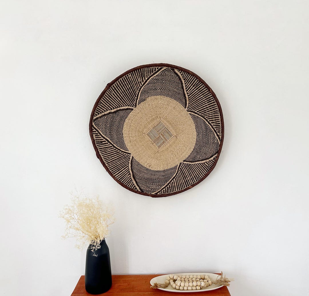 Large Wall Basket: 24'' Brown Woven Wall Hanging, Bohemian Decor - Etsy
