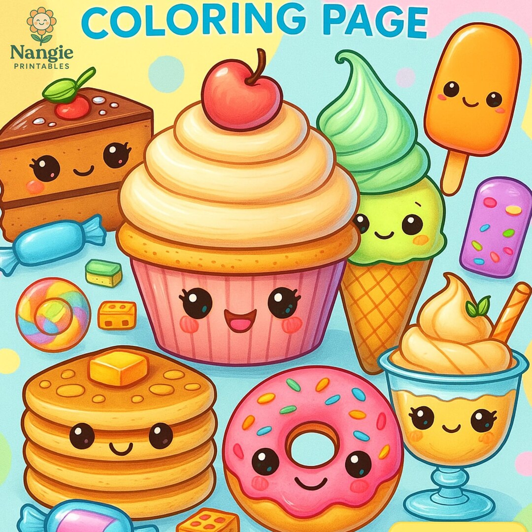 10 Cute Sweet Treats Coloring Pages for Kids | Printables – Instant ...