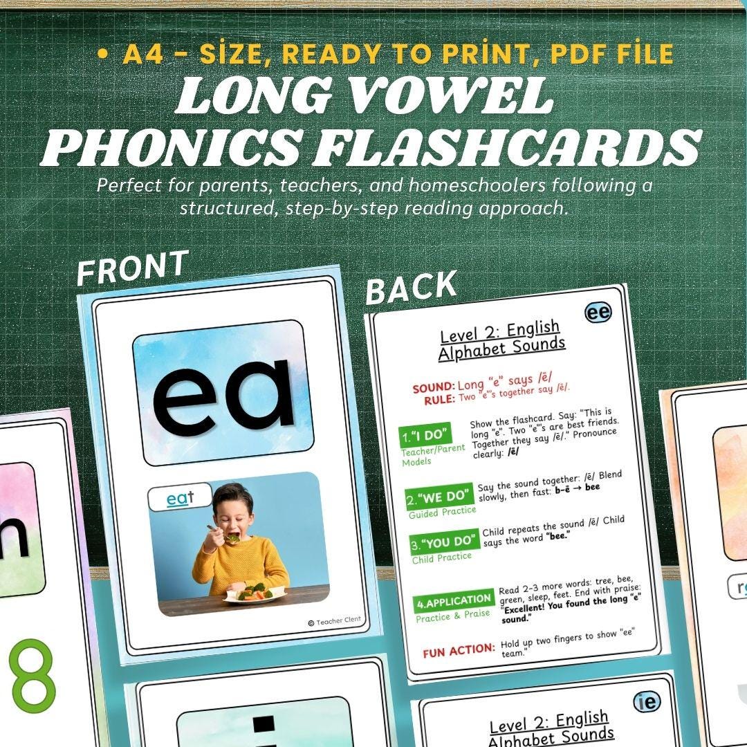 Long Vowels Ready to Print Flashcards - Etsy