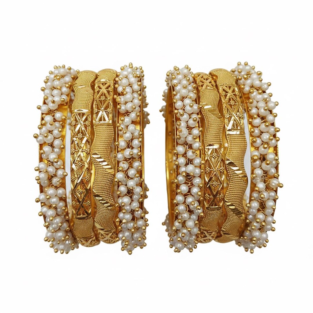 Mix'n'match 4 Zigzag Cut-work Kadas With Optional Pearl Bangles DDP for ...