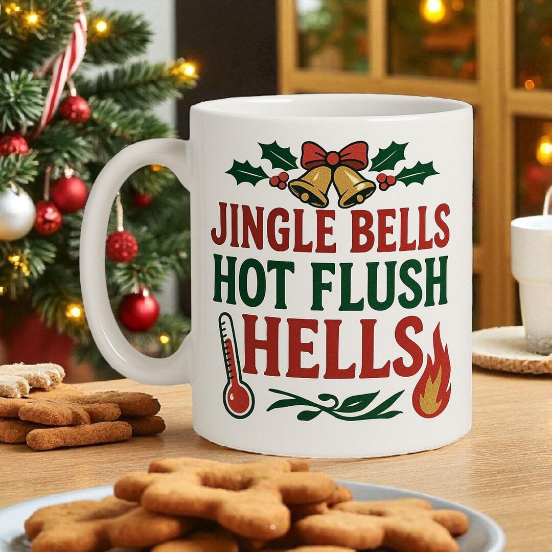Funny Christmas Mug: Jingle Bells, Hot Flush Hells - Secret Santa Gift ...