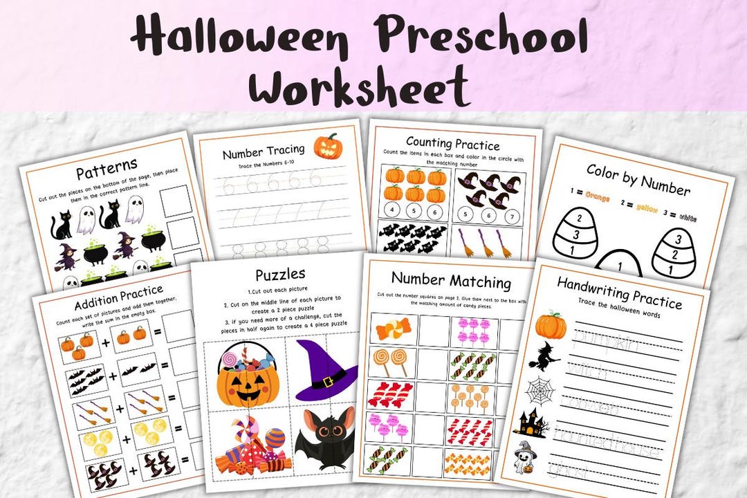 Halloween Preschool Activity Bundle Printable Learning Worksheets for ...