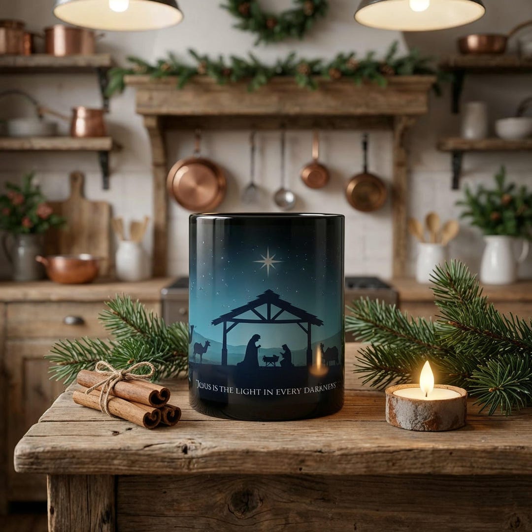 Nativity Scene Mug | Jesus is the Light, Christian Gift - Etsy