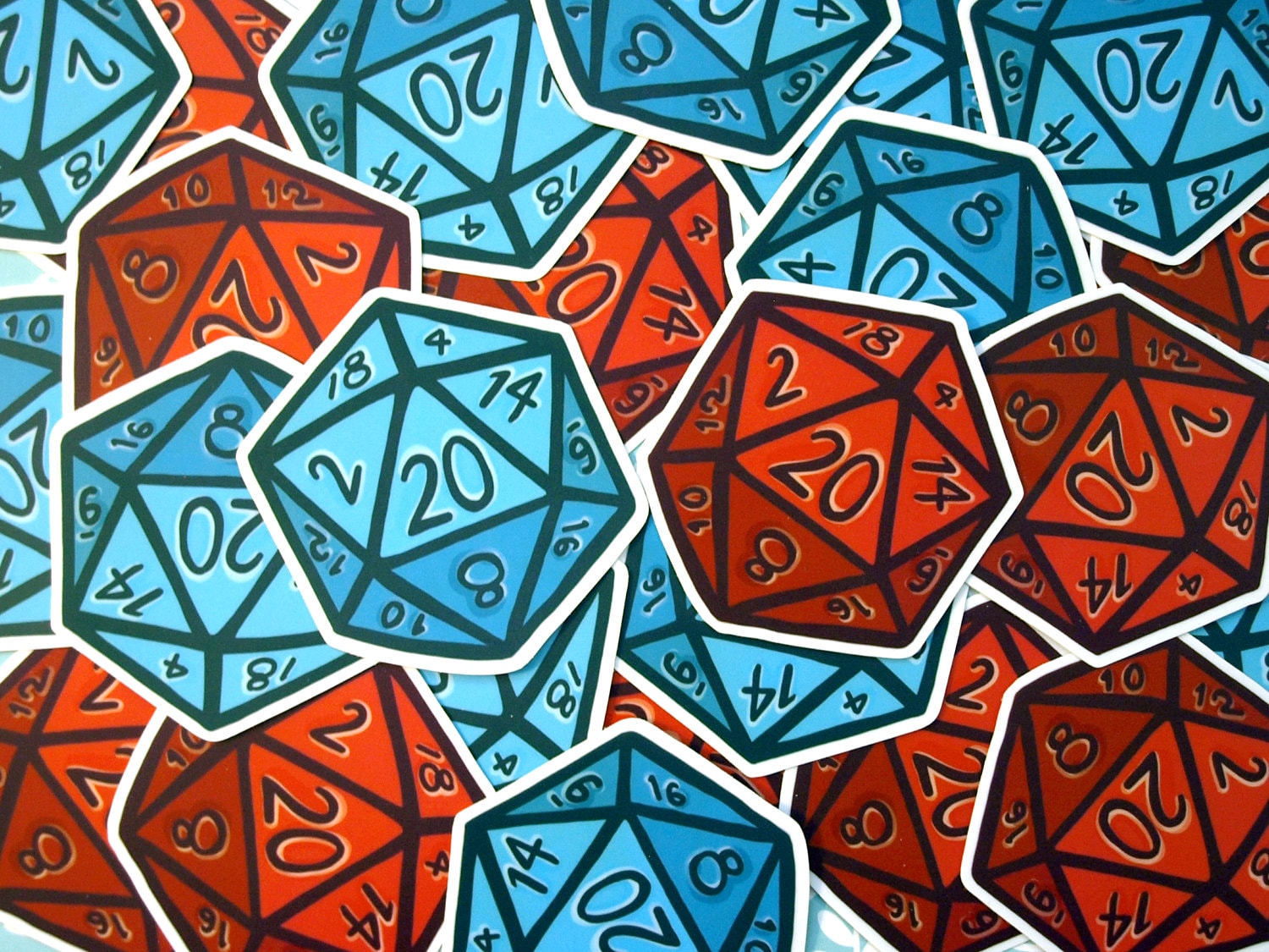 Geek Gift Die Cut D20 Dice Sticker Large Sticker Tabletop RPG Sticker ...