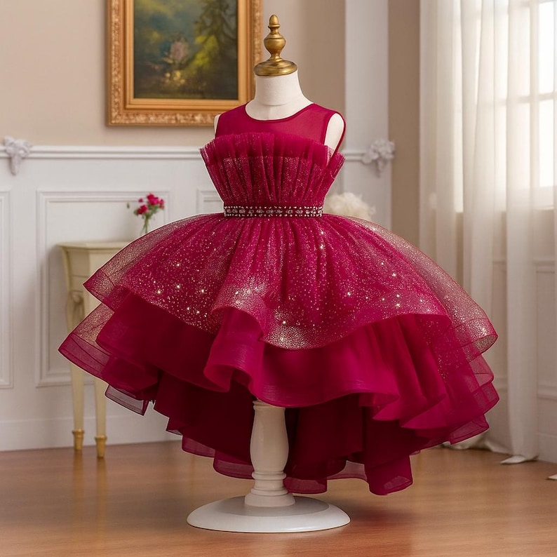 Elegant Princess Tulle Dress for Girls, Sparkly Layered Gown, Birthday ...