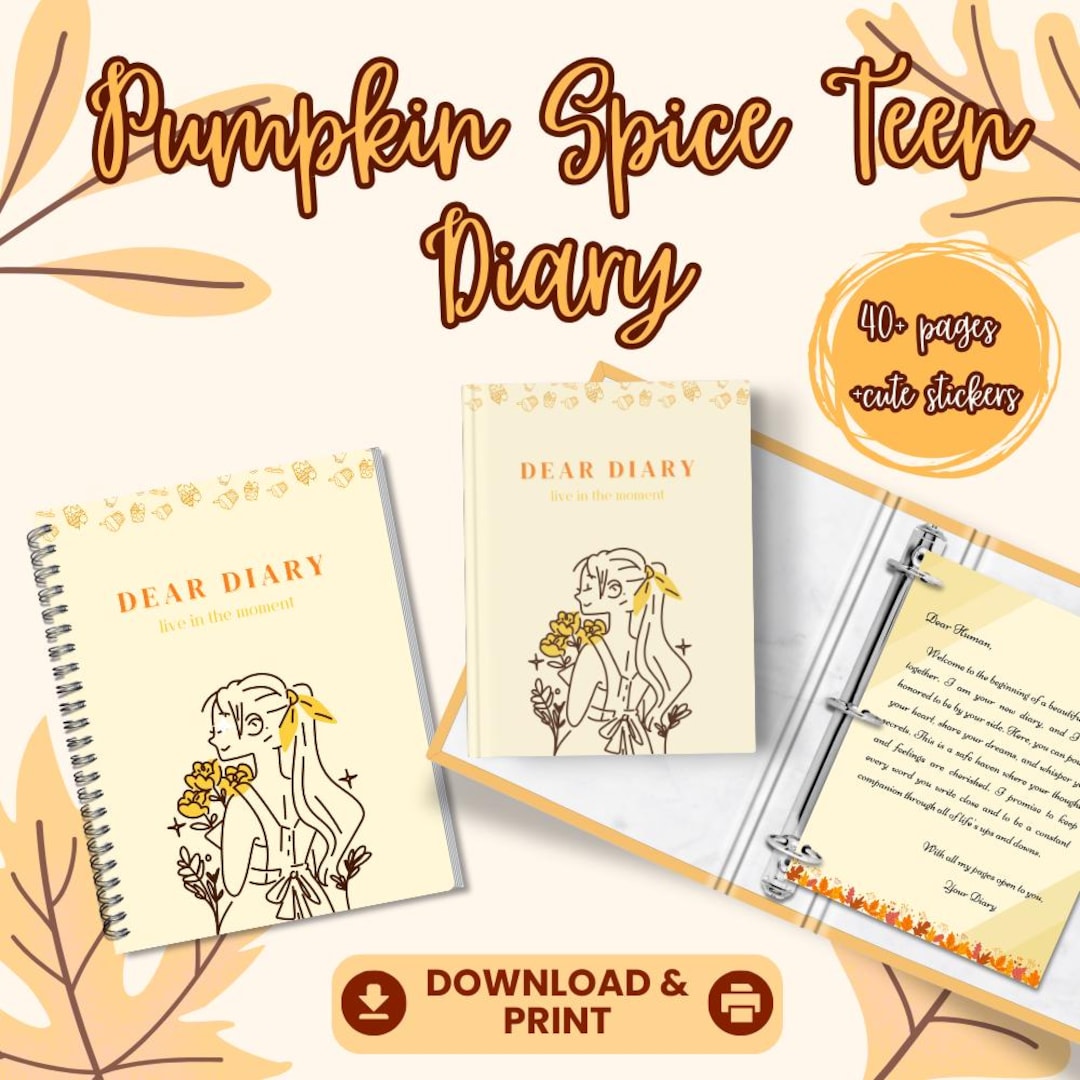 Printable Fall Teen Diary Journal With Cute Stickers | 40+ Page Teen ...