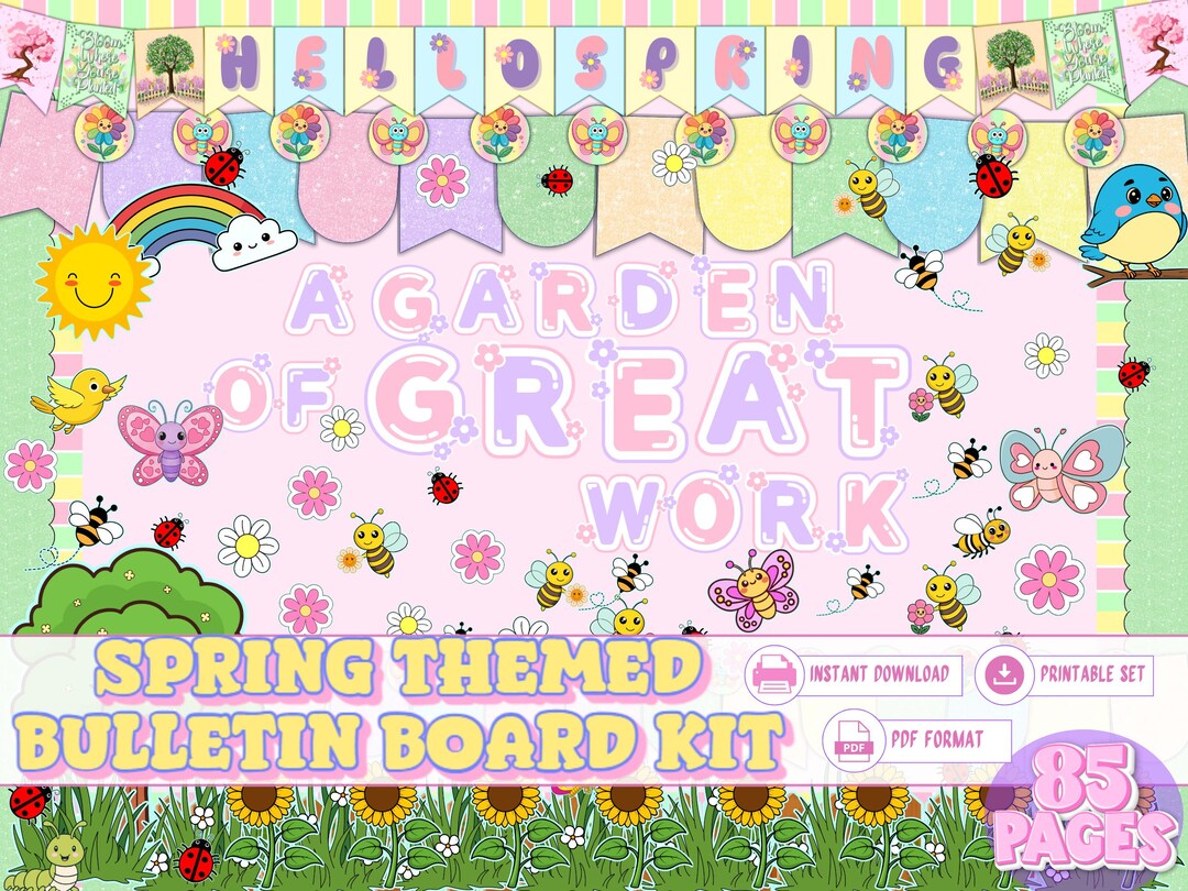 Spring Garden Bulletin Board Kit Classroom Decor Printable Set PDF ...