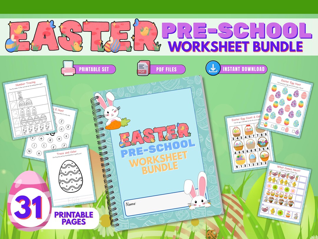 Easter Preschool Worksheet Bundle Printable Learning Activities for ...