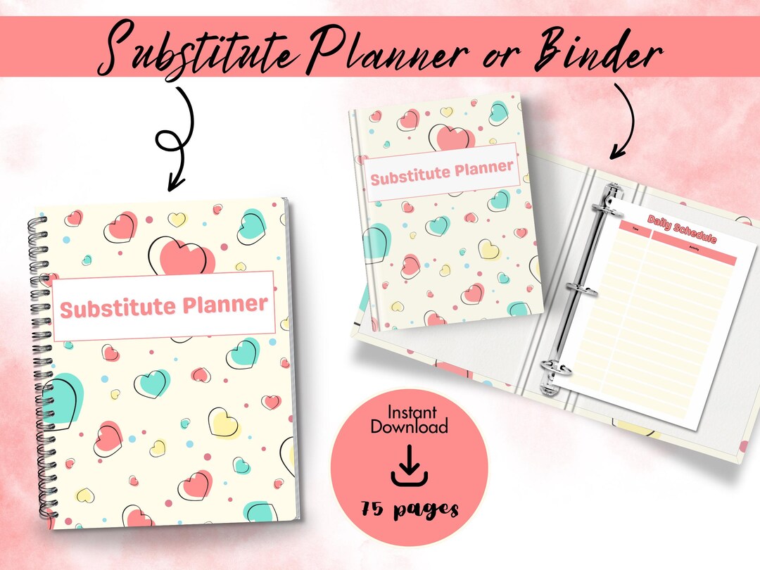 Substitute Teacher Planner Printable | Editable Binder & Planner Pages ...