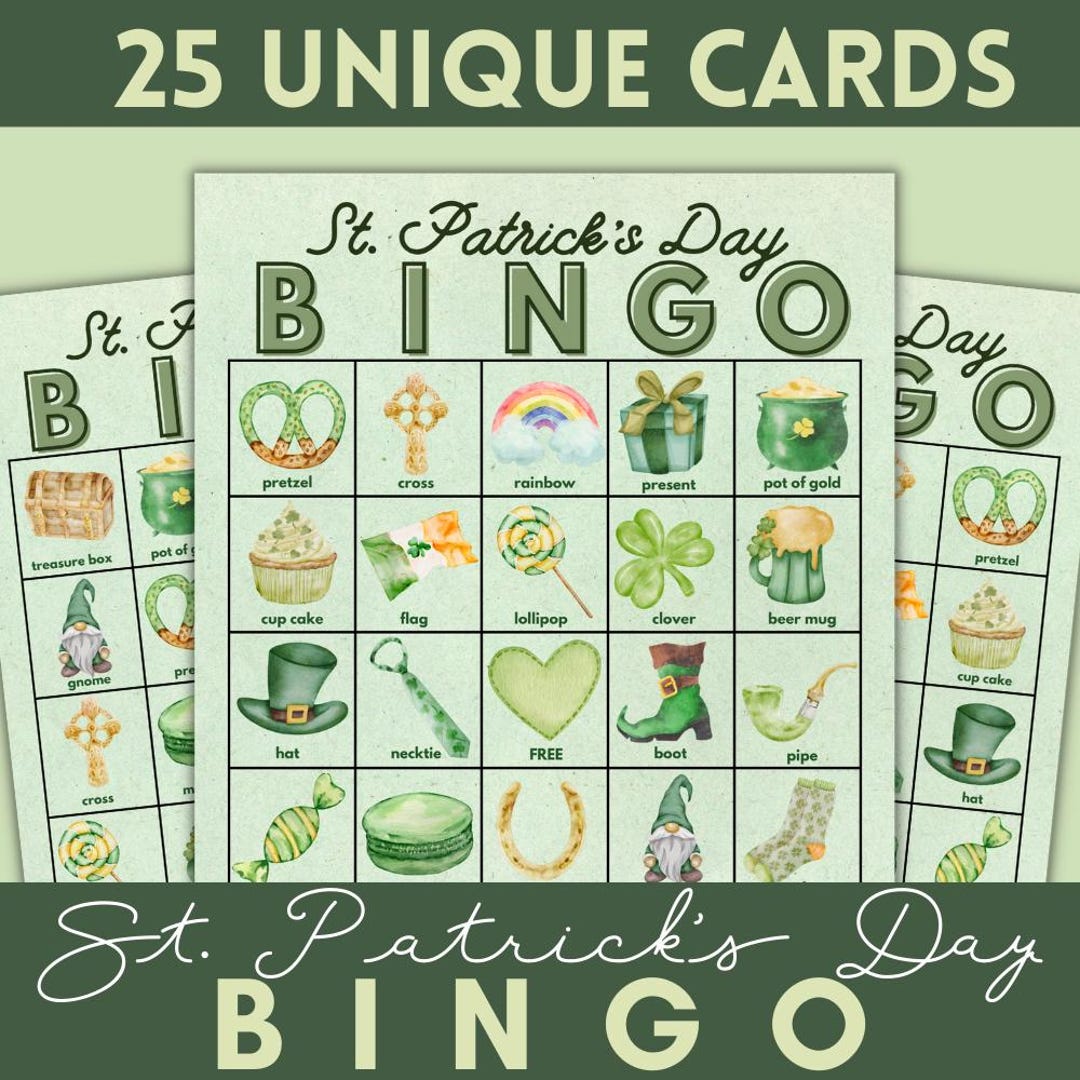 St Patricks Day Bingo Game Printable Kids Classroom Party Activity ...