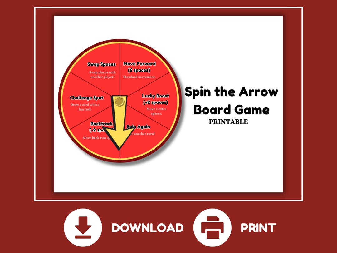 Spin the Arrow Board Game Printable | Fun Family Game for Parties, Kids ...
