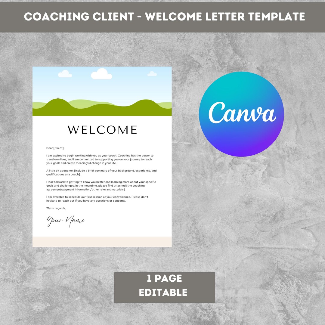 Coaching Client Welcome Letter Template Editable Canva Professional ...