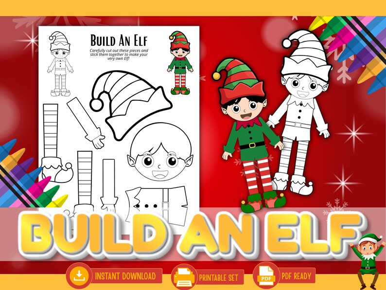 Build an Elf Printable Craft for Kids | Christmas Cut and Paste ...