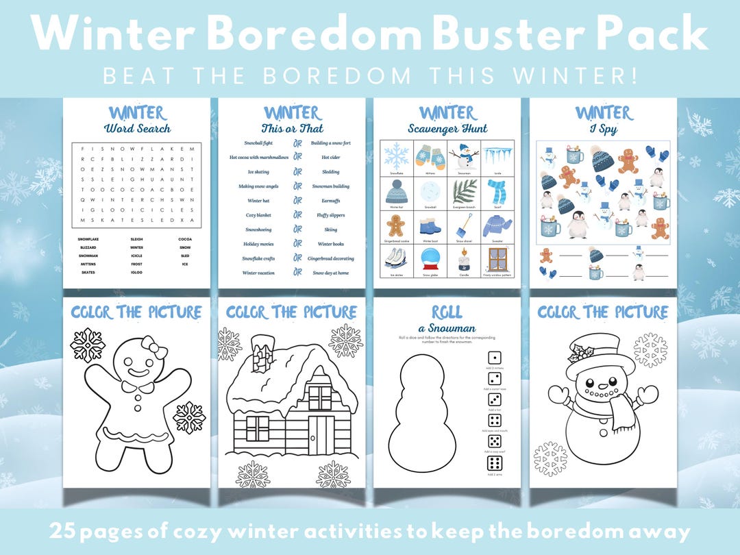 Winter Boredom Buster Printable Pack | 25 Fun Winter Activities for ...