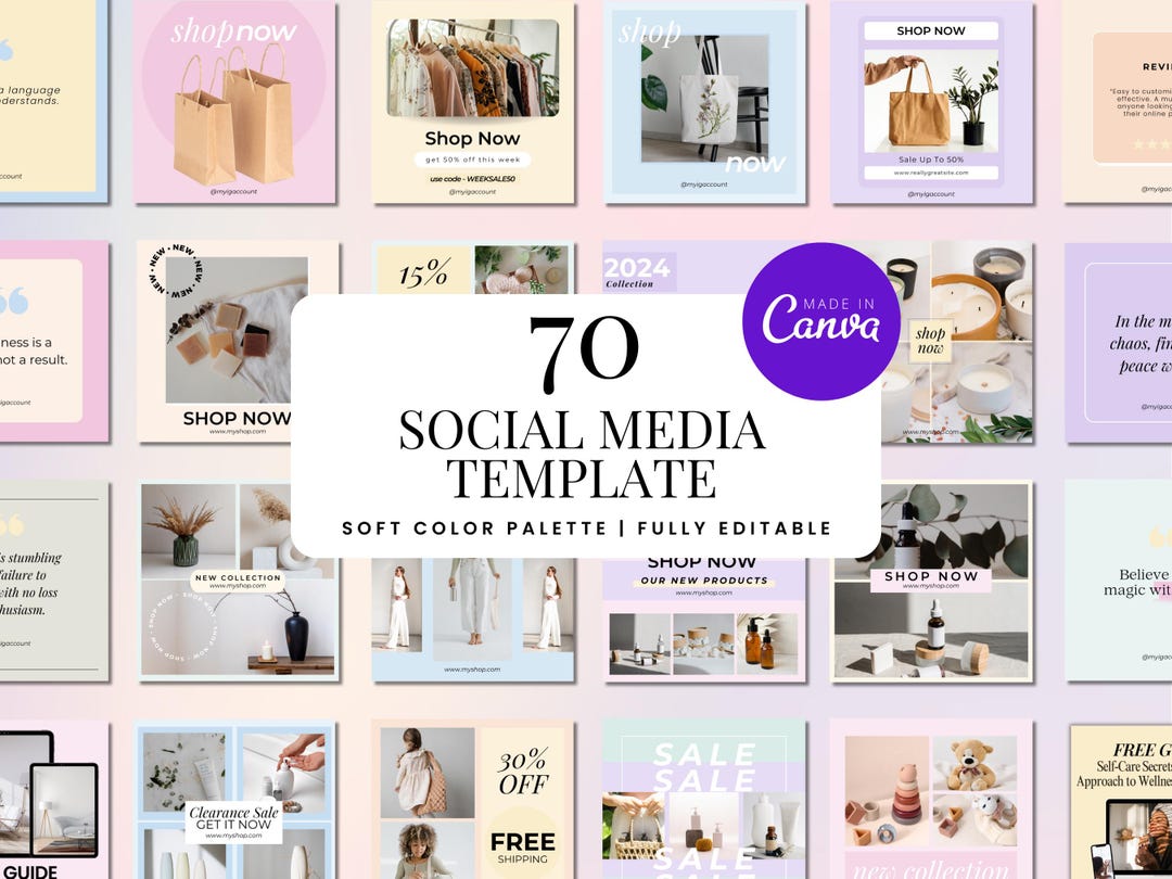 Editable Social Media Templates for Canva | 70 Modern Marketing ...