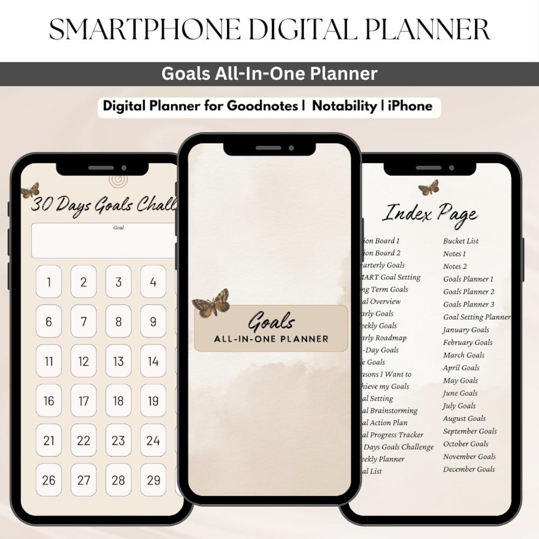 Smartphone Digital Goals Planner | Hyperlinked Digital Planner for ...