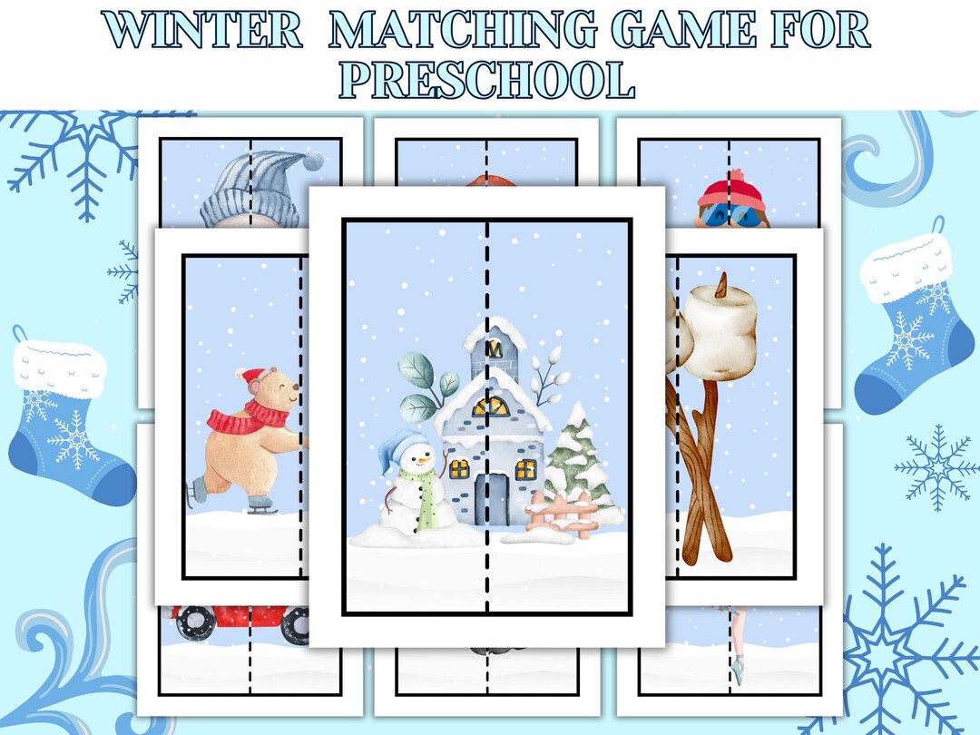 Winter Matching Game for Preschool | Printable Winter Matching Cards ...