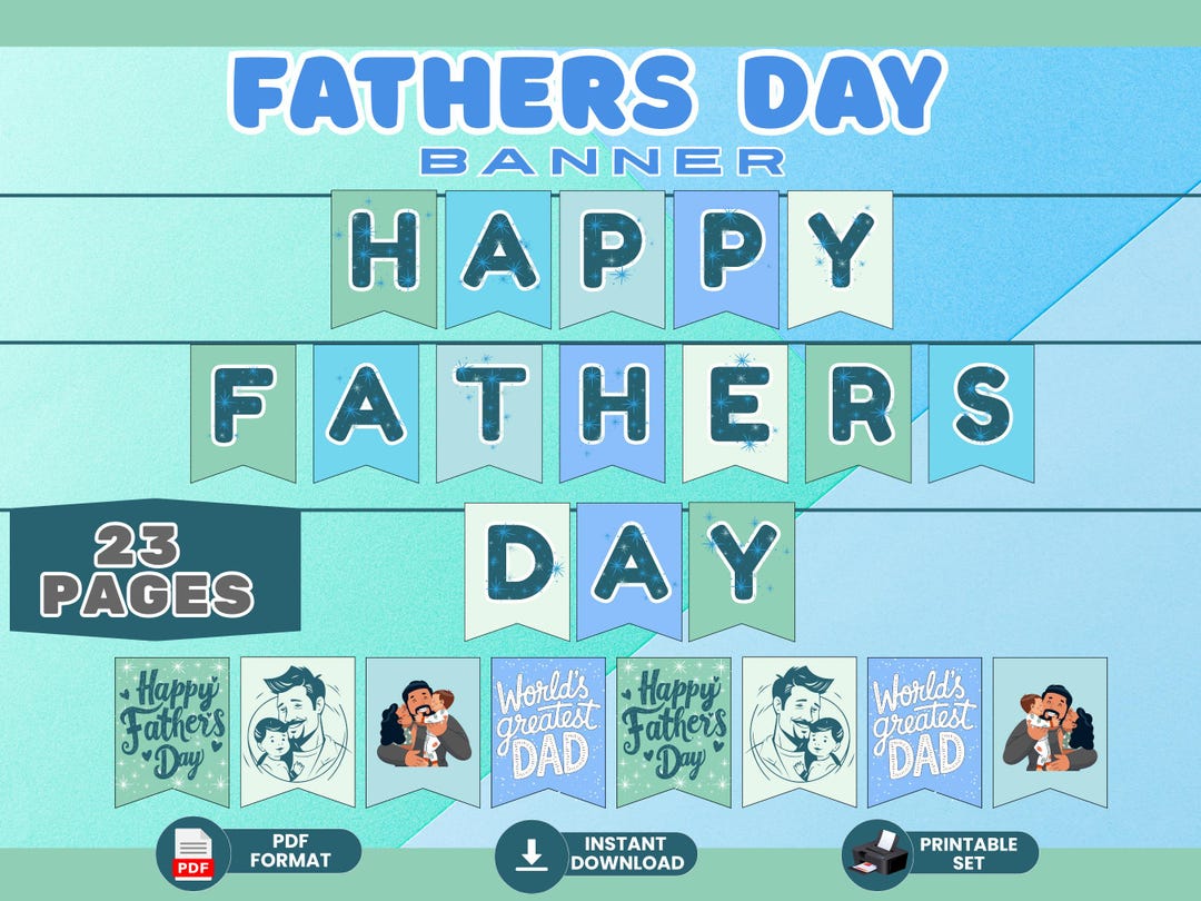 Fathers Day Printable Banner Set | Happy Fathers Day Decorations ...